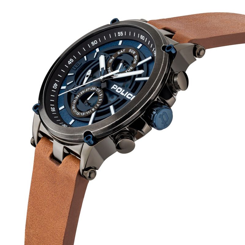 Buy Online Police Quartz Multifunction Blue Dial Leather Strap Watch ...