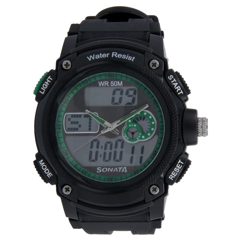 Buy Online SF Quartz Analog Digital Green Dial Plastic Strap Watch for ...