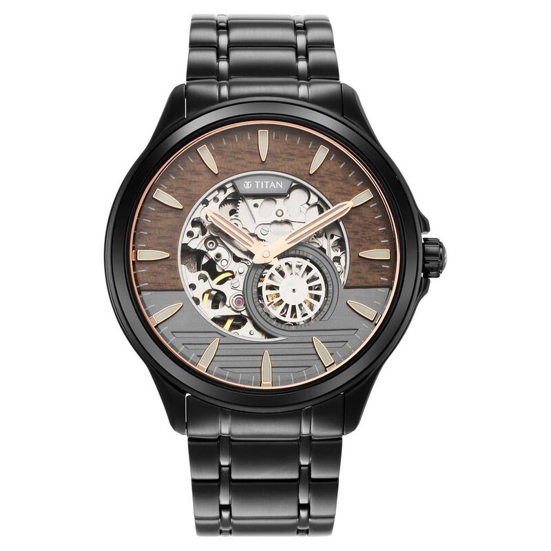 Buy Online Titan Automatic Black Dial Stainless Steel Strap Watch for ...