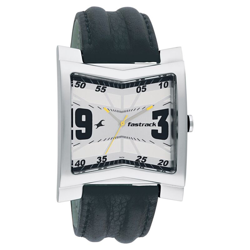 Buy Online Fastrack Quartz Analog Silver Dial Leather Strap Watch for ...