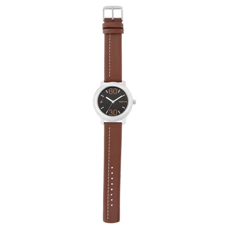 Buy Online Fastrack Quartz Analog Grey Dial Leather Strap Watch for ...