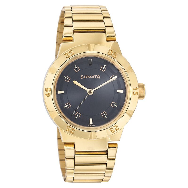 Buy Online Sonata Quartz Analog Black Dial Leather Strap Watch for Men ...