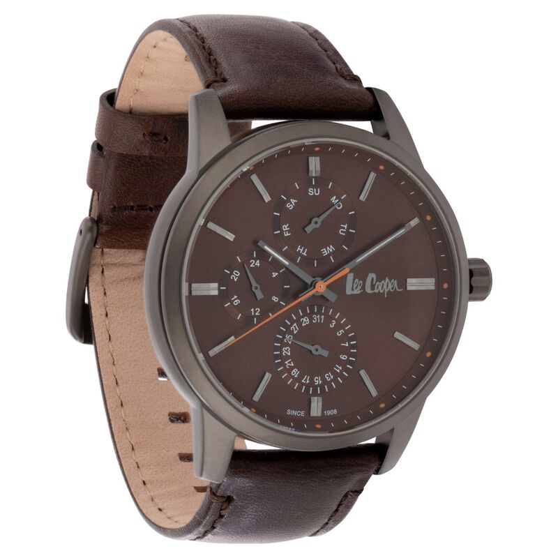 Buy Online Lee Cooper Quartz Multifunction Brown Dial Leather Strap ...