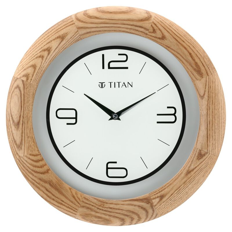 Buy Online Titan Wooden Brown Wall Clock with Glass Dial - 31.8 cm x 31 ...