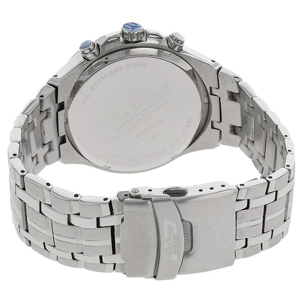 Buy Online Titan Quartz Chronograph Blue Dial Metal Strap Watch for Men ...