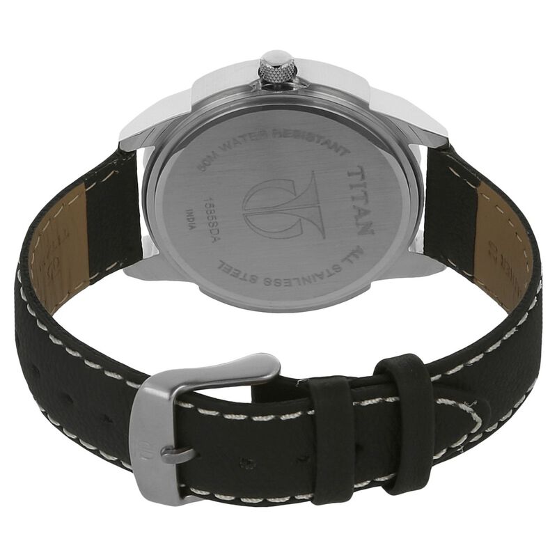 Buy Online Titan Quartz Analog Silver Dial Leather Strap Watch for Men ...