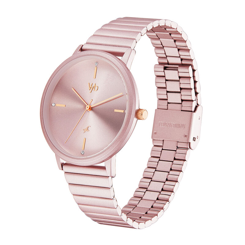 Buy Online Fastrack Vyb Bliss Quartz Analog Pink Dial Stainless Steel ...