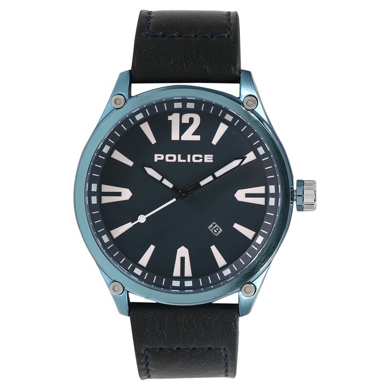 Buy Online Police Quartz Analog Blue Dial Leather Strap Watch for Men ...