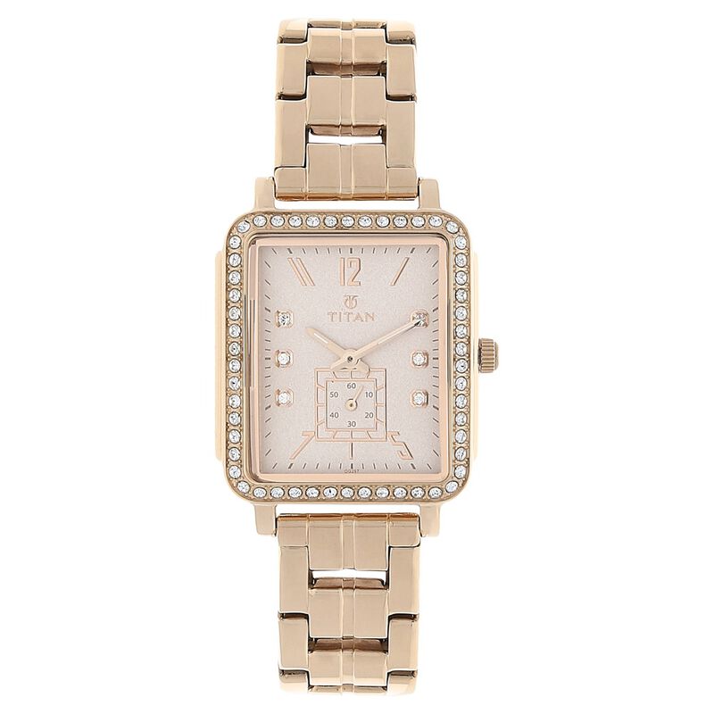 Buy Online Titan Quartz Analog Rose Gold Dial Stainless Steel Strap ...