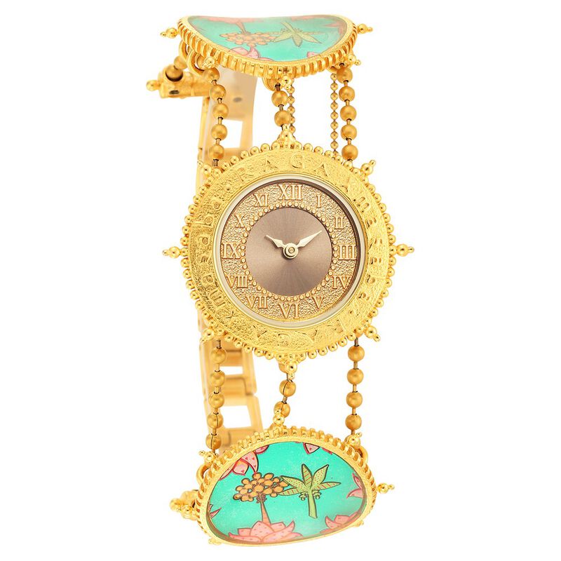 Buy Online Titan Raga X Masaba Golden Dial Women Watch With Metal Strap ...