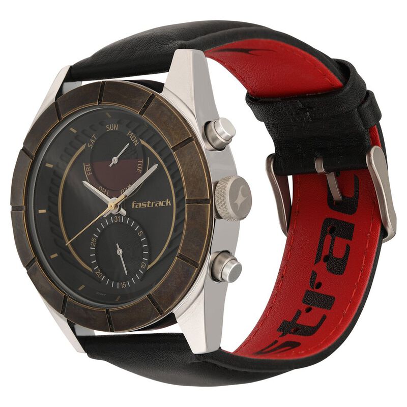 Buy Online Fastrack Quartz Analog Grey Dial Leather Strap Watch for ...