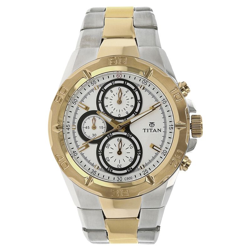 Buy Online Titan Chronograph White Dial Stainless Steel Strap watch for ...