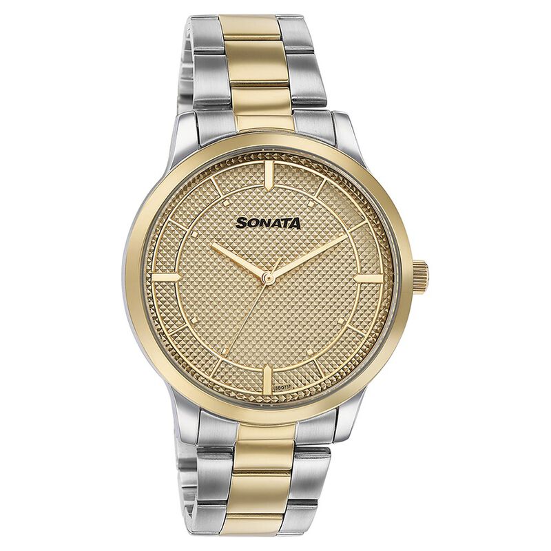 Buy Online Sonata Quartz Analog Golden Dial Two Toned Stainless Steel ...
