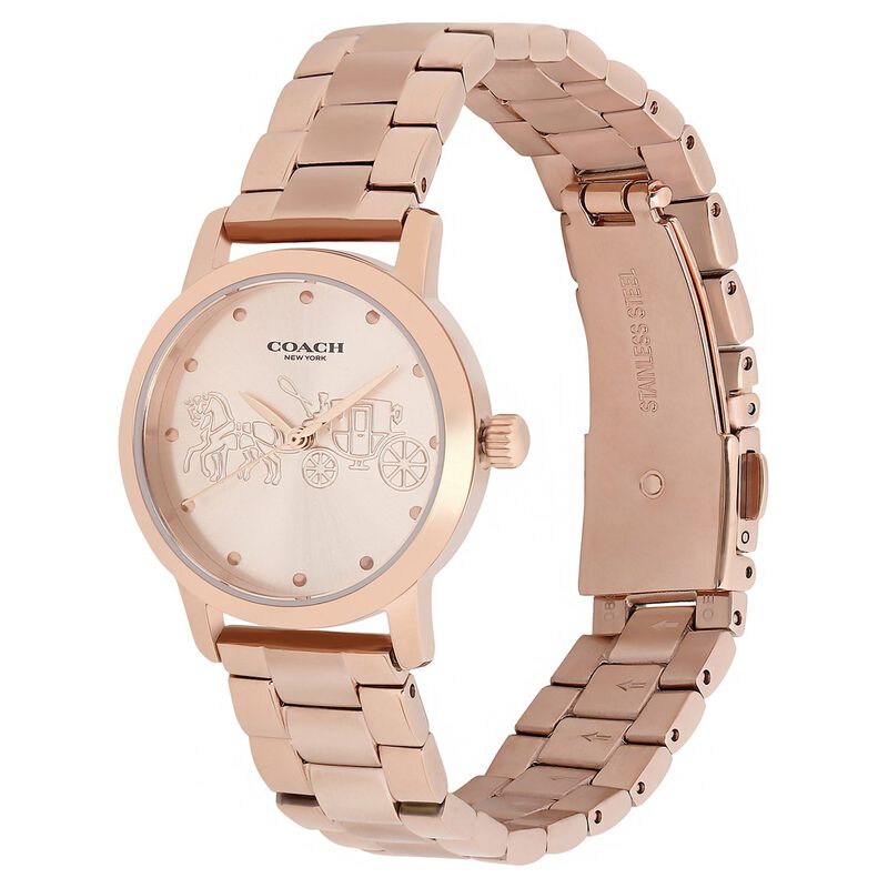 Buy Online Coach Quartz Analog Rose Gold Dial Stainless Steel Strap ...