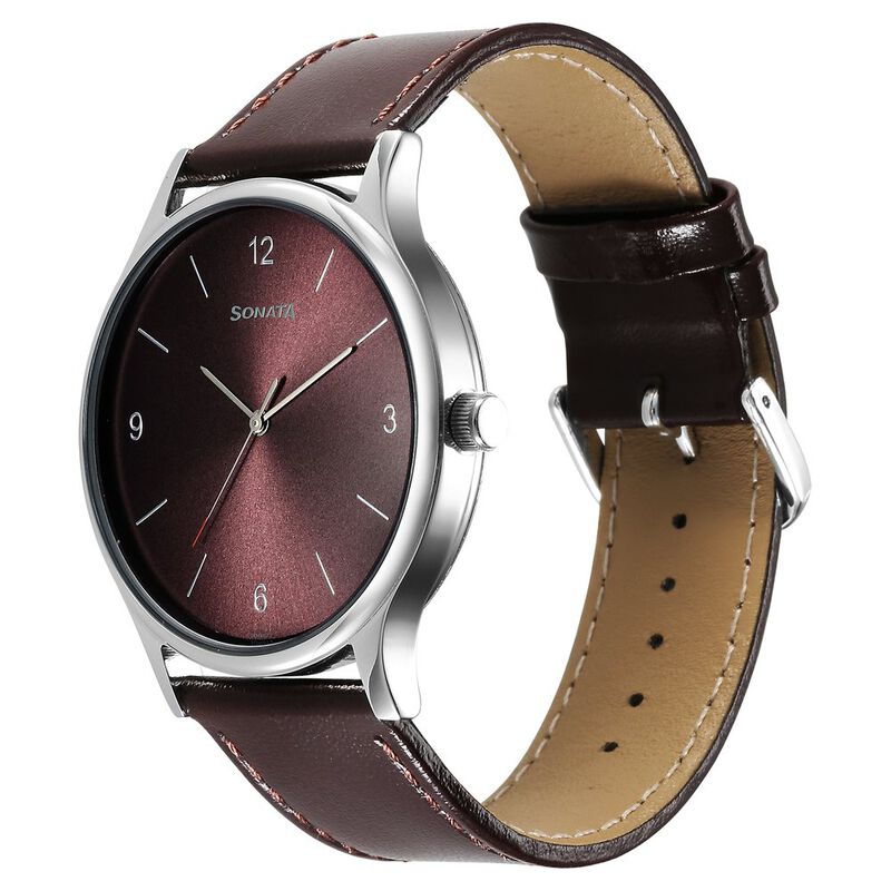 Buy Online Sonata Quartz Analog Brown Dial Watch for Men - 77105sl10 ...