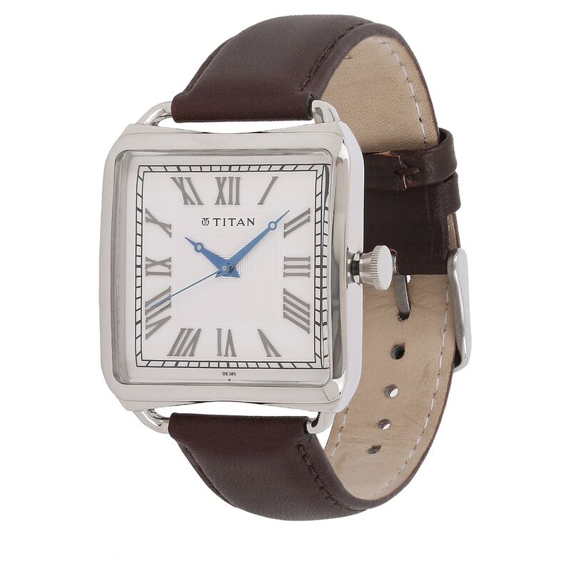 Buy Online Titan Quartz Analog Silver Dial Leather Strap Watch For Men 1676sl01 Titan