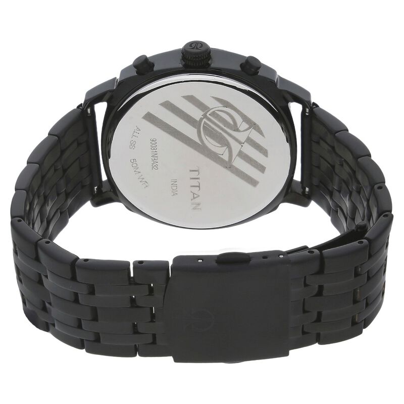 Buy Online Titan Quartz Chronograph Black Dial Stainless Steel Strap ...