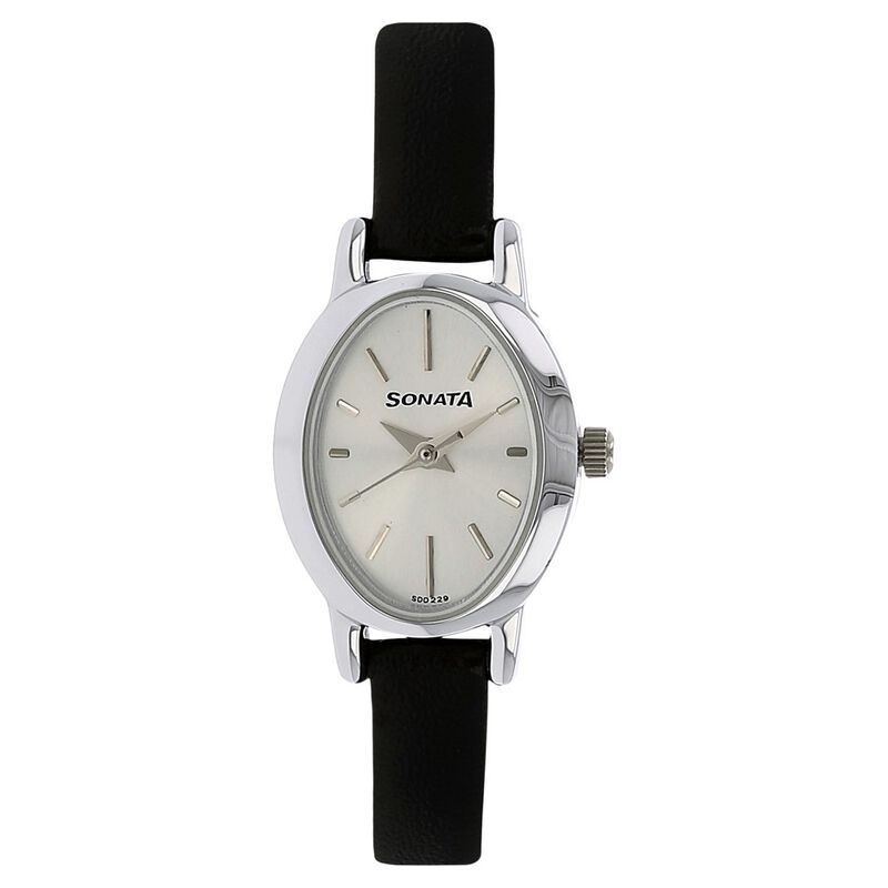 Buy Online Sonata Quartz Analog Silver Dial Leather Strap Watch for ...