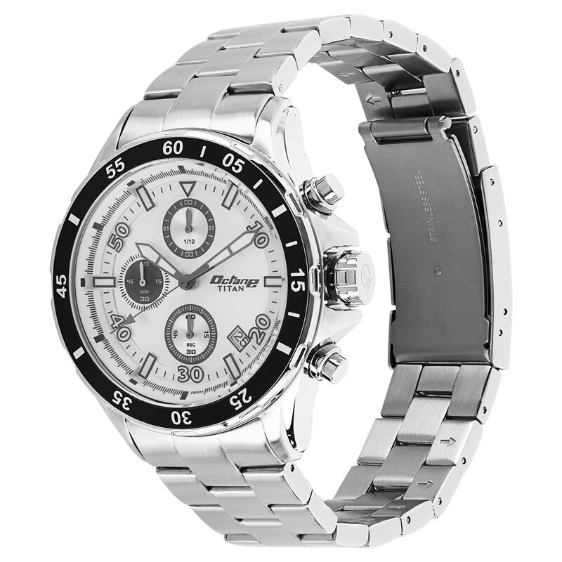 Buy Online Titan Quartz Chronograph White Dial Metal Strap Watch for ...