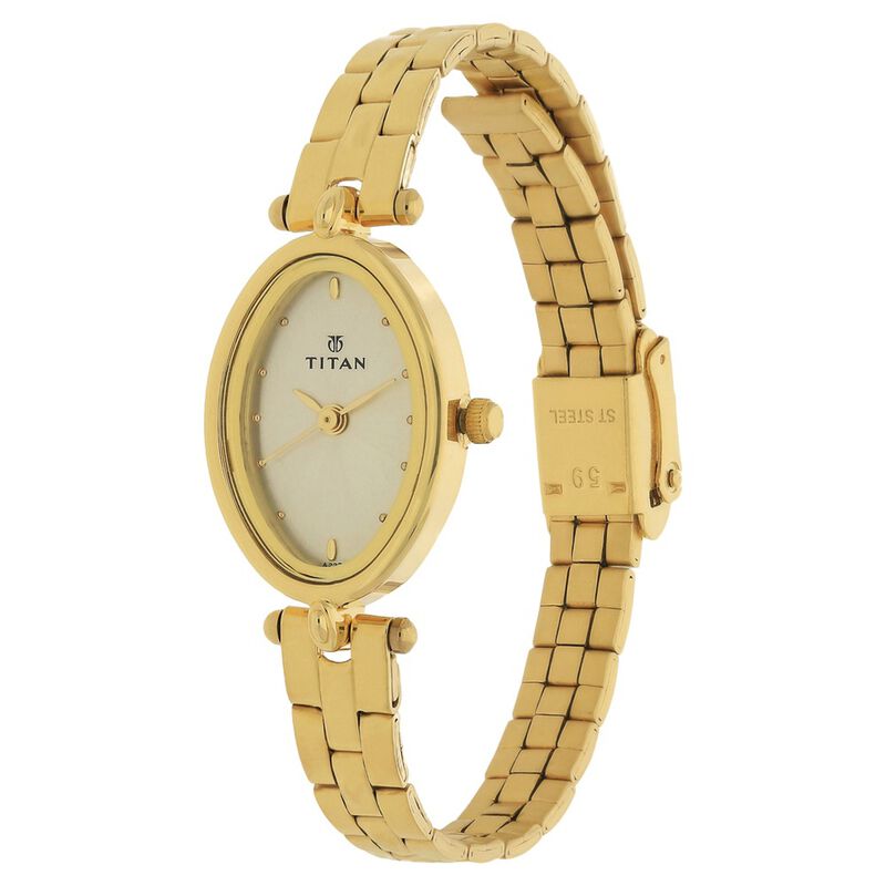 Buy Online Titan Quartz Analog Champagne Dial Stainless Steel Strap ...