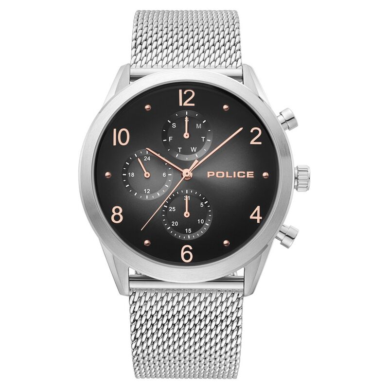 Buy Online Police Quartz Multifunction Black Dial Metal Strap Watch for ...