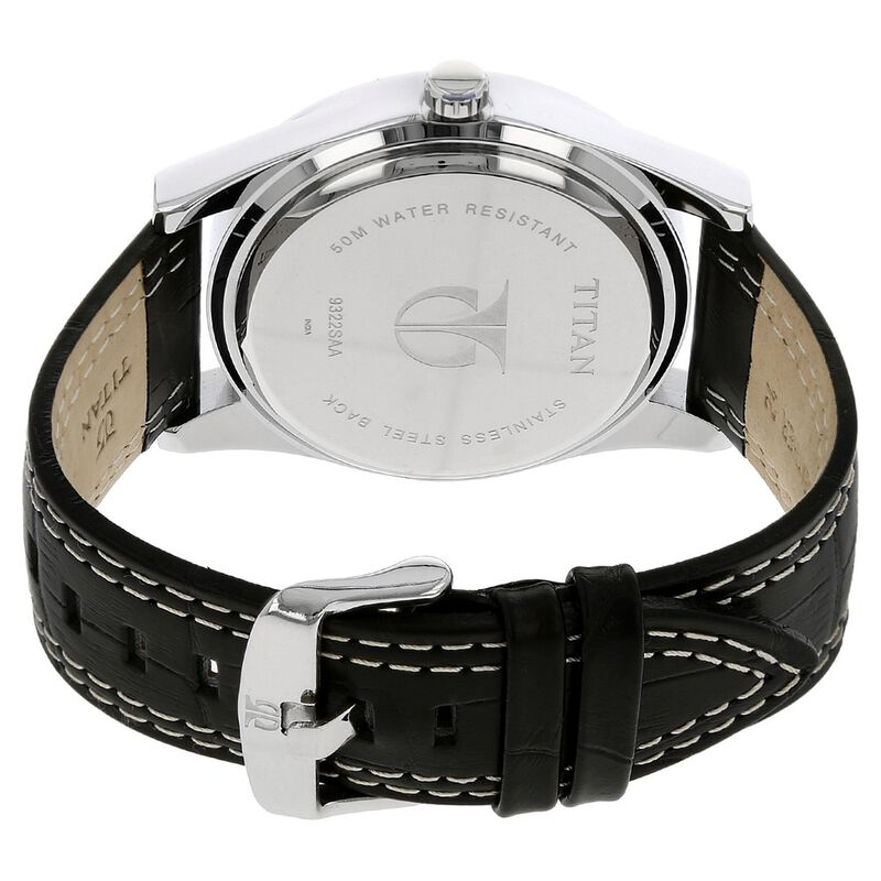 Buy Online Titan Analog with Date Black Dial Leather Strap watch for ...