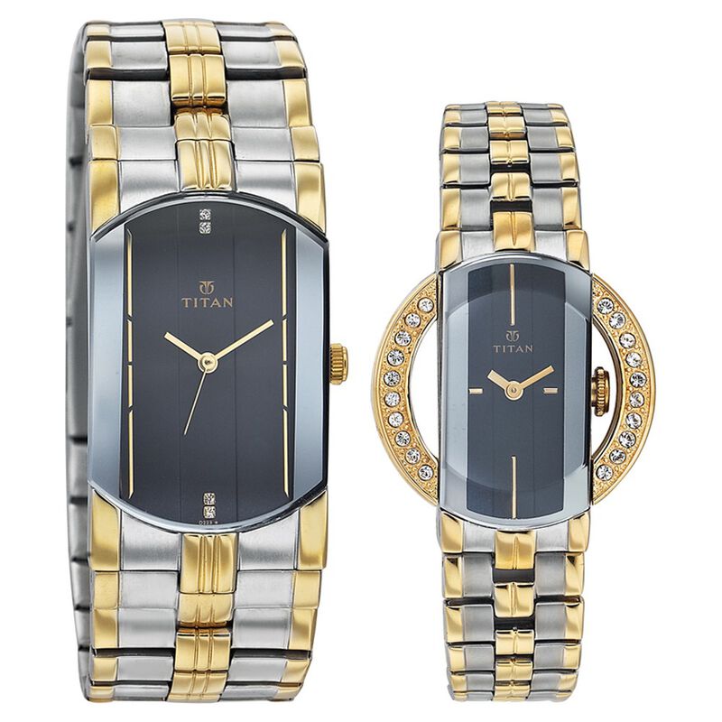 Buy Online Titan Quartz Analog Black Dial Watch for Couple ...