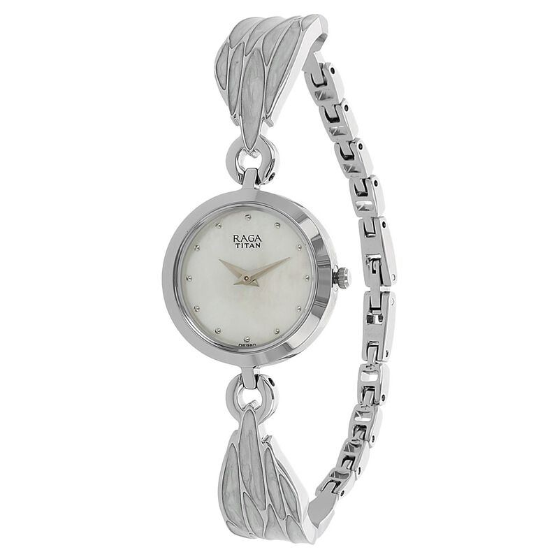 Buy Online Titan Raga Moonlight Mother of Pearl Dial Analog Metal Strap ...
