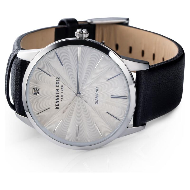 Buy Online Kenneth Cole Silver Dial Leather Strap Watch For Men ...
