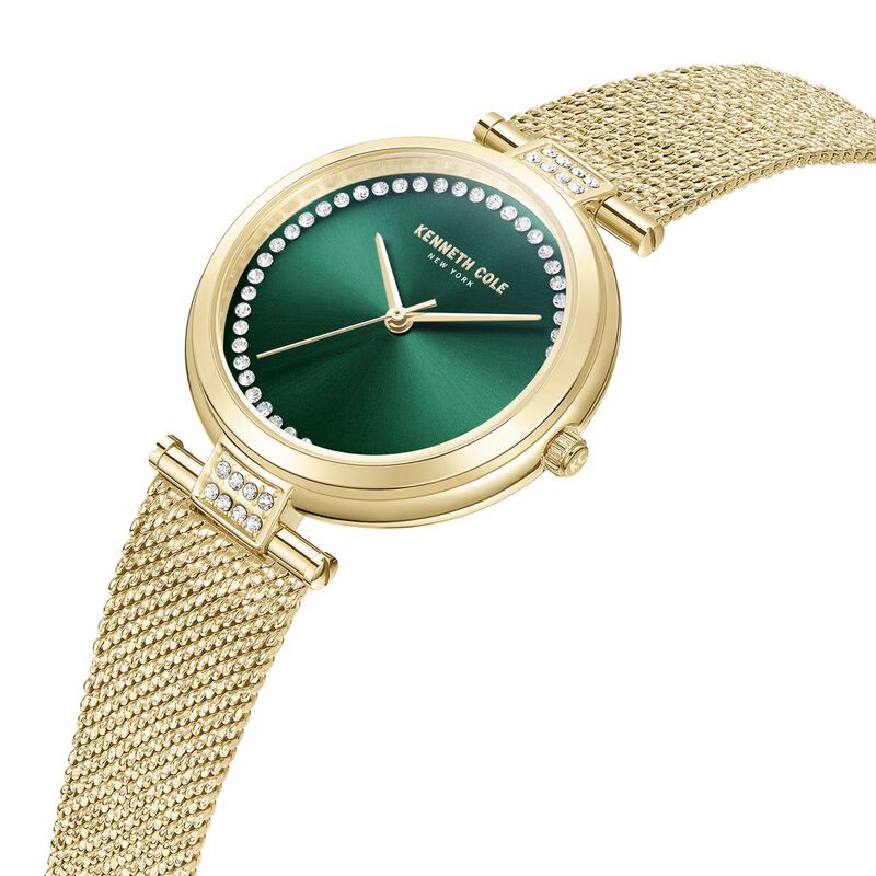 Buy Online Kenneth Cole Quartz Analog Green Dial Golden Stainless Steel ...