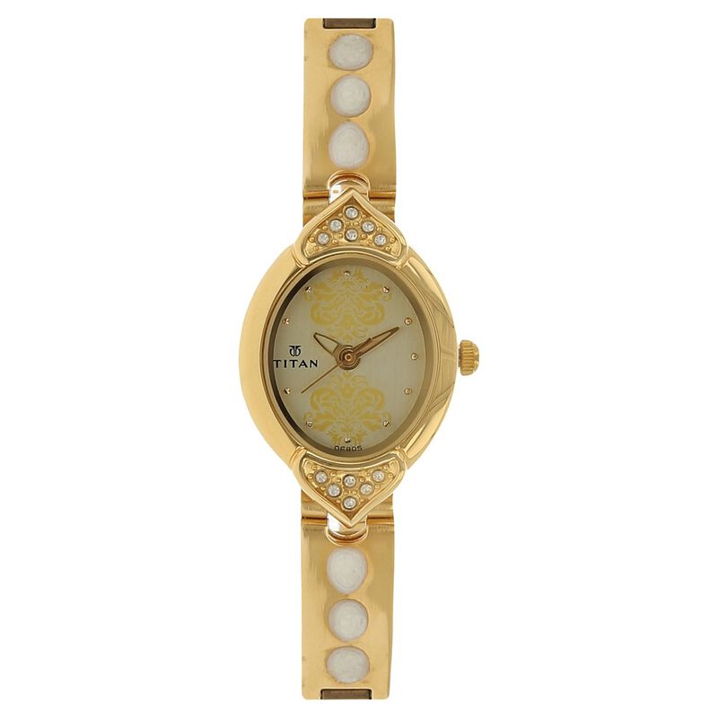 Buy Online Titan Quartz Analog Champagne Dial Stainless Steel Strap ...