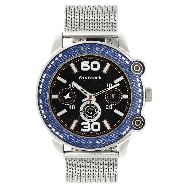 Buy Online Fastrack Denim Quartz Analog with Day and Date Black Dial ...