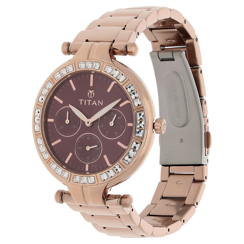 Buy Online Titan Quartz Multifunction Red Dial Stainless Steel Strap ...