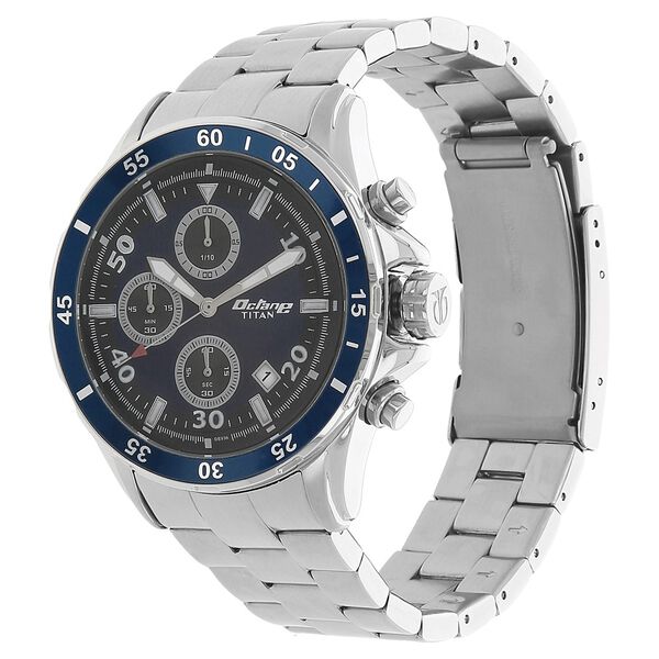 Buy Online Titan Quartz Chronograph Blue Dial Stainless Steel Strap ...