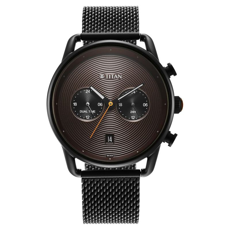 Buy Online Titan Quartz Analog Black Dial Stainless Steel Strap Watch ...