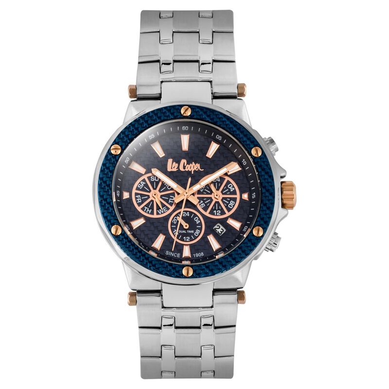 Buy Online Lee Cooper Quartz Analog Blue Dial Metal Strap Watch for Men ...