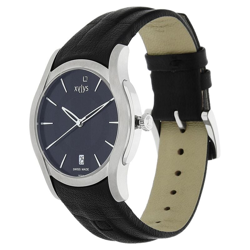 Buy Online Xylys Quartz Analog with Date Black Dial Leather Strap Watch ...