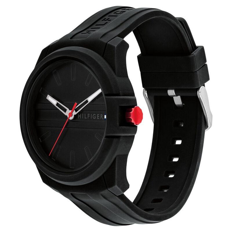 Buy Online Tommy Hilfiger Quartz Analog Black Silicone Strap for Men ...