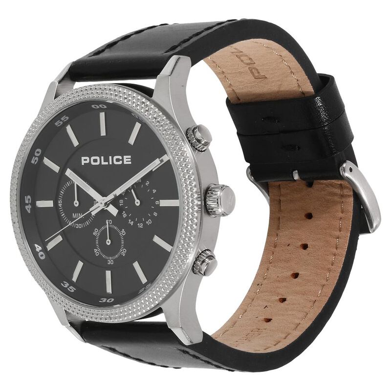 Buy Online Police Quartz Chronograph Black Dial Leather Strap Watch for ...