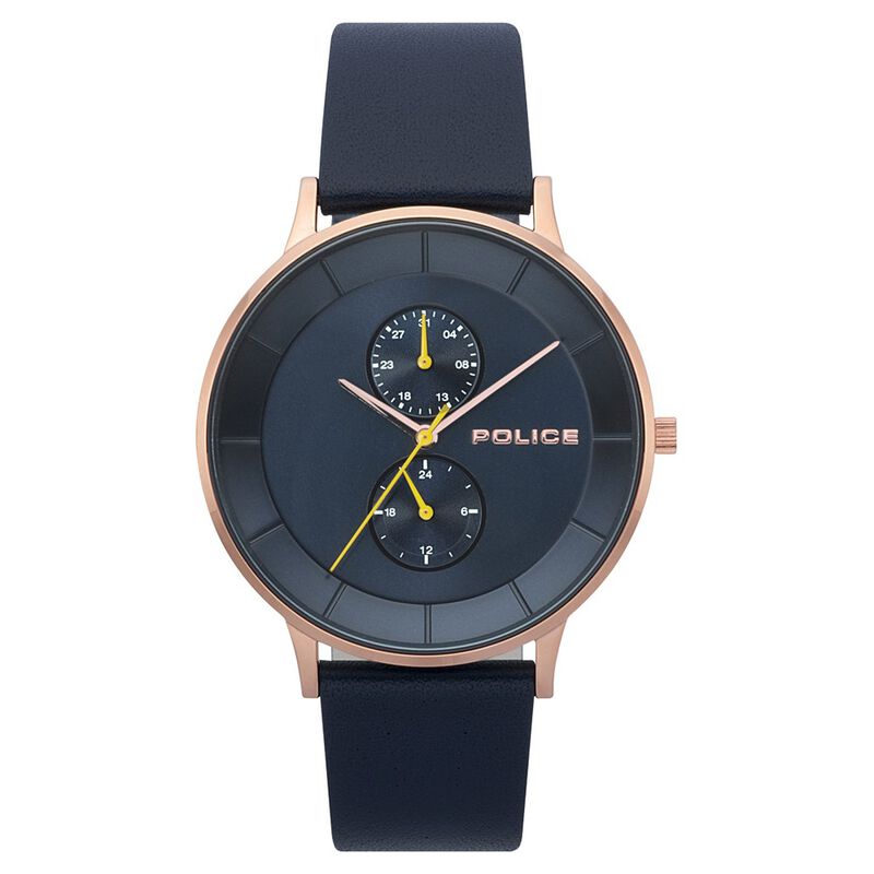 Buy Online Police Quartz Multifunction Blue Dial Leather Strap Watch ...