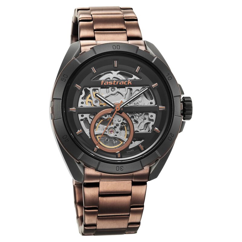 Buy Online Fastrack Automatics Black Dial Stainless Steel Strap Watch ...