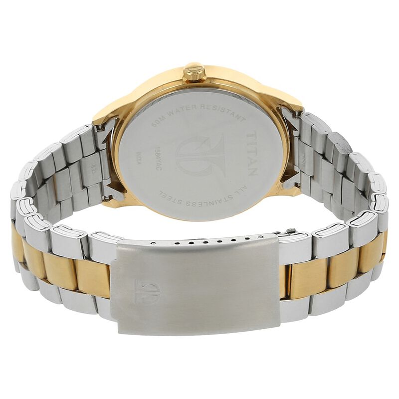 Buy Online Titan Quartz Analog with Day and Date Champagne Dial ...