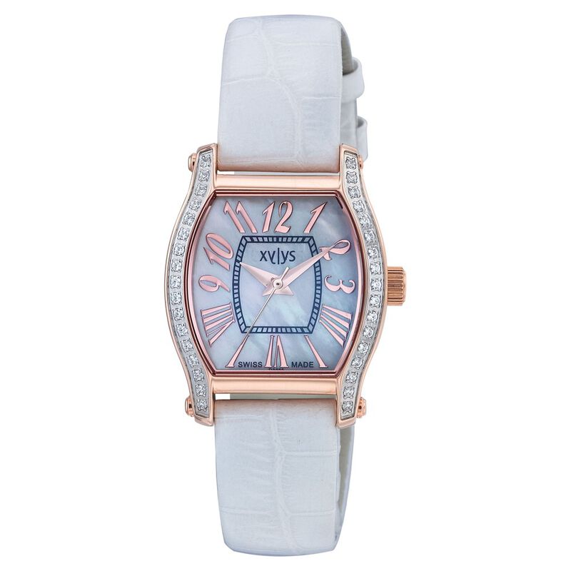 Buy Online Xylys Swiss Analog White Leather Strap and Mother of Pearl ...