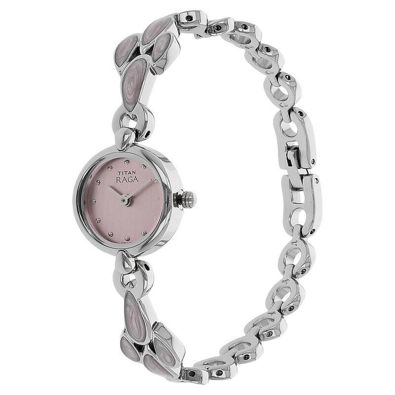 Buy Online Titan Raga Pink Dial Women Watch With Metal Strap ...