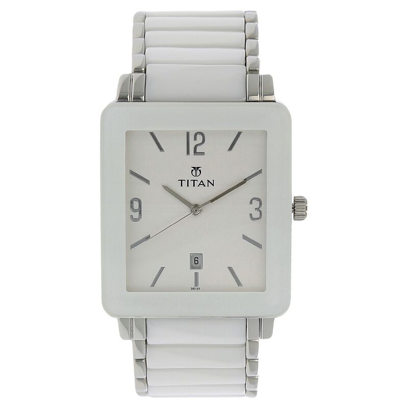 Buy Online Titan White Dial Analog with Date Bimetal Strap watch for ...