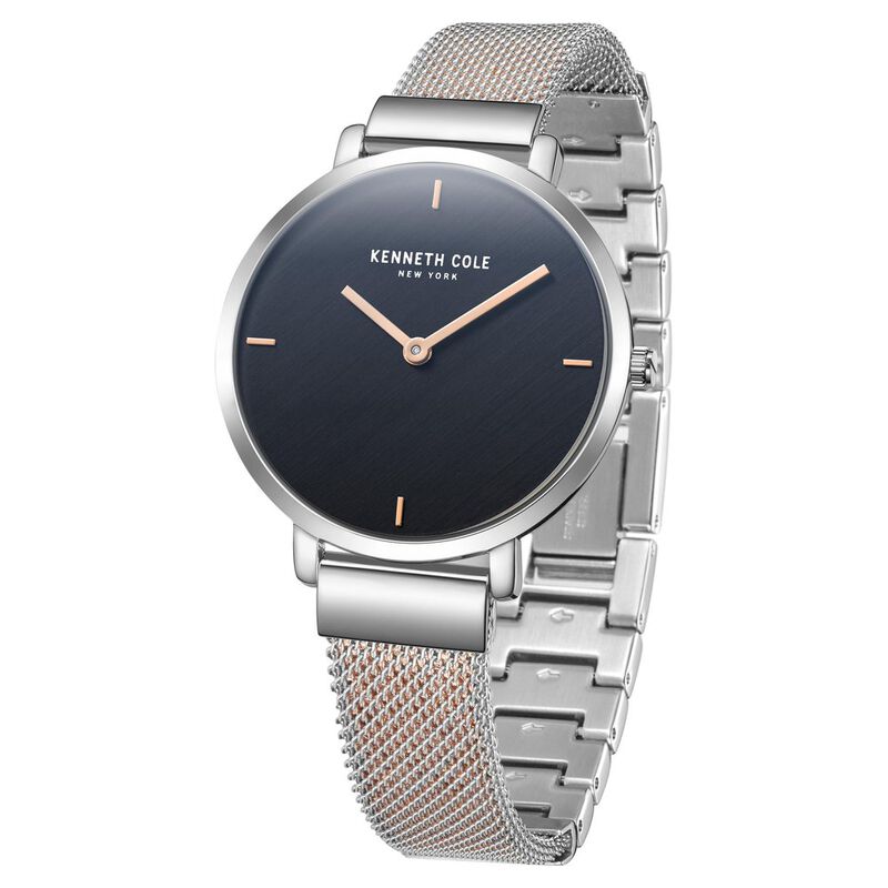 Buy Online Kenneth Cole Quartz Analog Black Dial Stainless Steel Strap ...