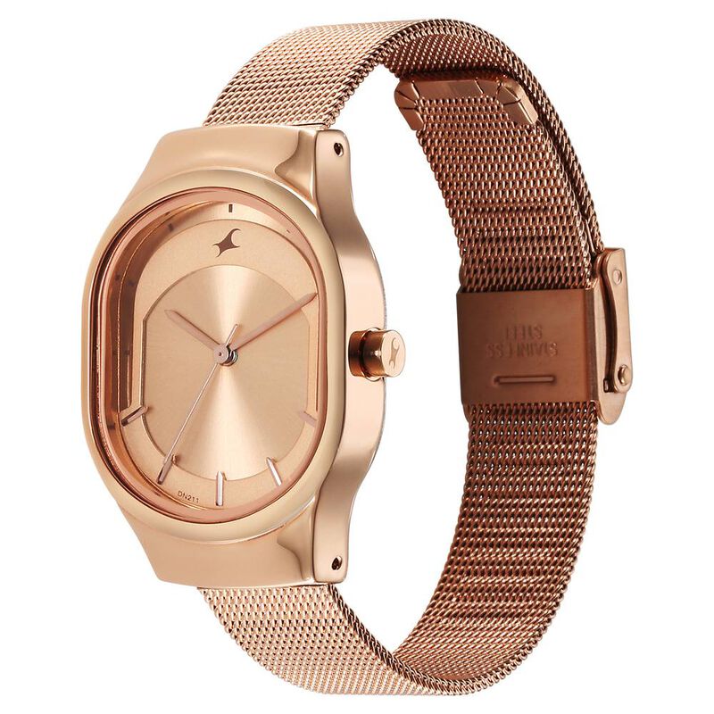 Buy Online Fastrack Snob X Rose Gold Dial Stainless Steel Strap Watch ...