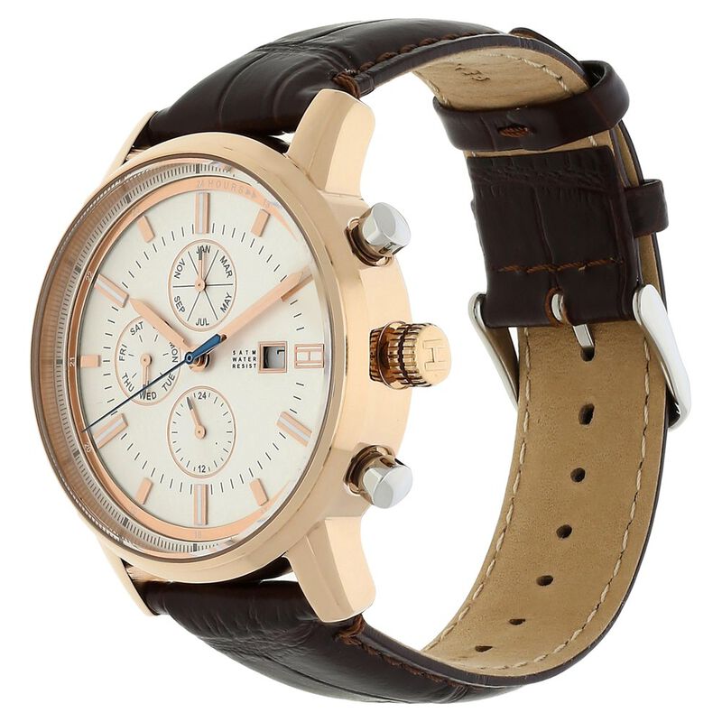 Buy Online Tommy Hilfiger Quartz Multifunction Silver Dial Leather ...