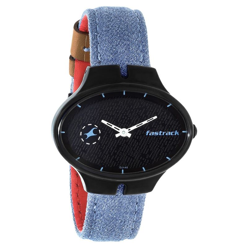Buy Online Fastrack Denim Quartz Analog Black Dial Denim Strap Watch ...