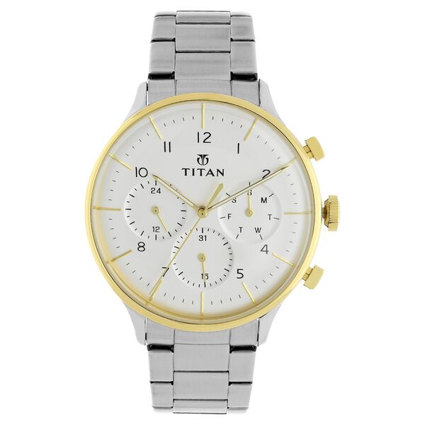 Buy Online Titan White Dial Quartz Multifunction Stainless Steel Strap ...